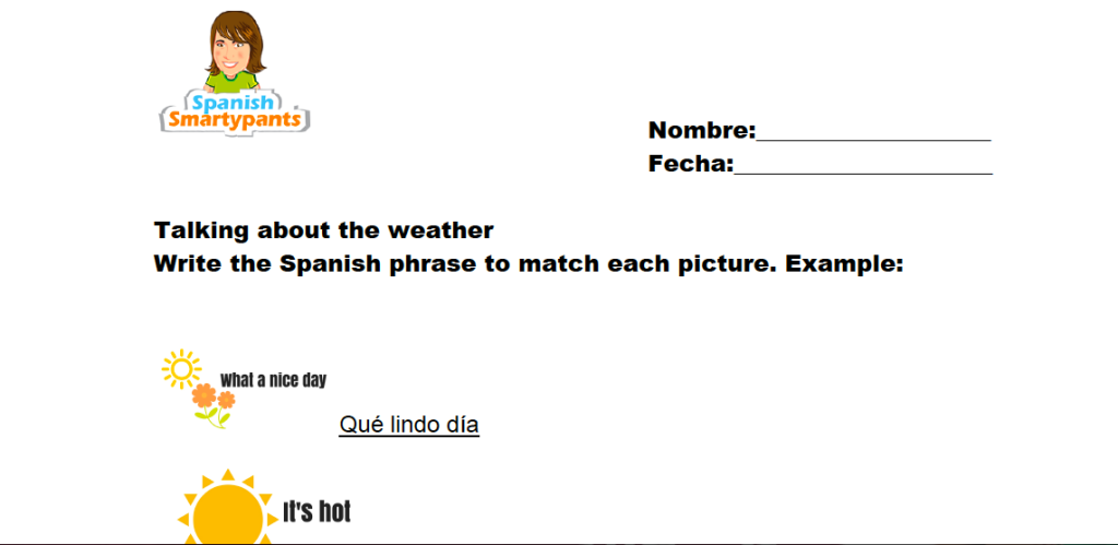 Download Spanish Worksheets